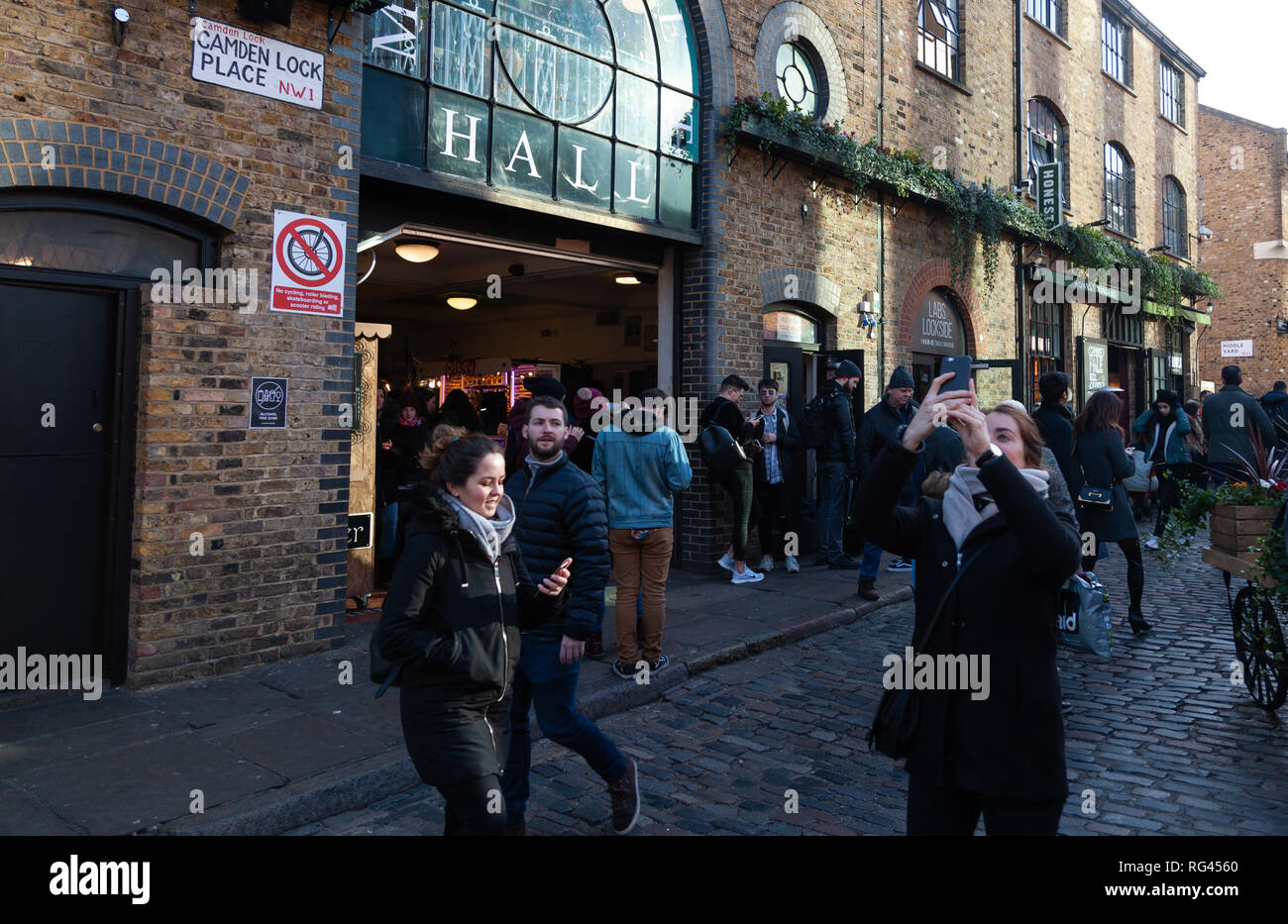 London, England - January 20, 2019. Camden town and its famed Camden ...