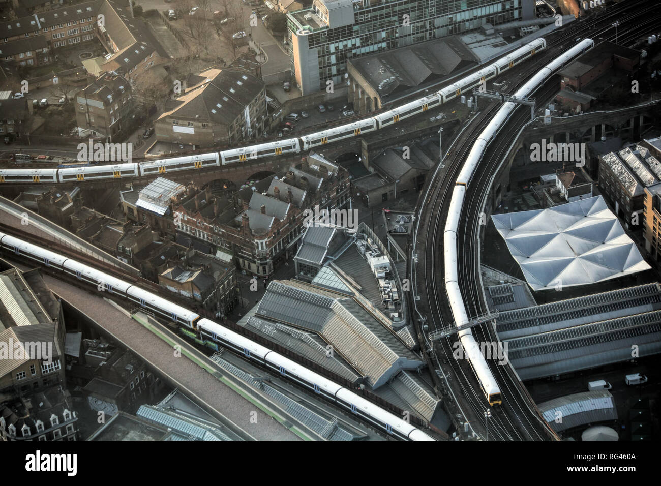 Aerial view of train network in london hi-res stock photography and ...