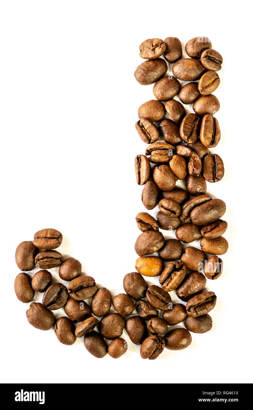 Letter made from coffee beans isolated on white background Stock Photo ...