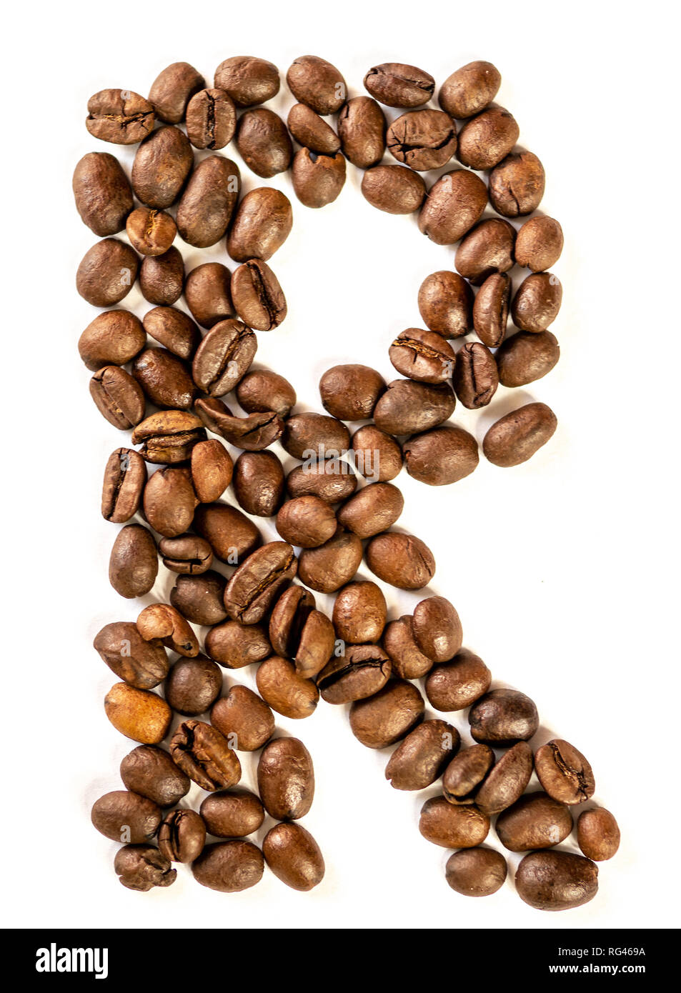 Letter made from coffee beans isolated on white background Stock Photo ...
