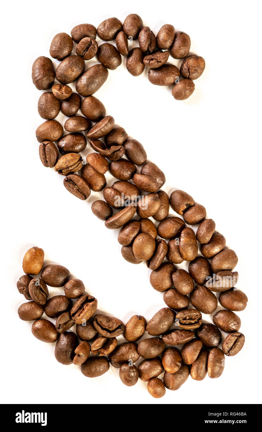 Letter made from coffee beans isolated on white background Stock Photo ...
