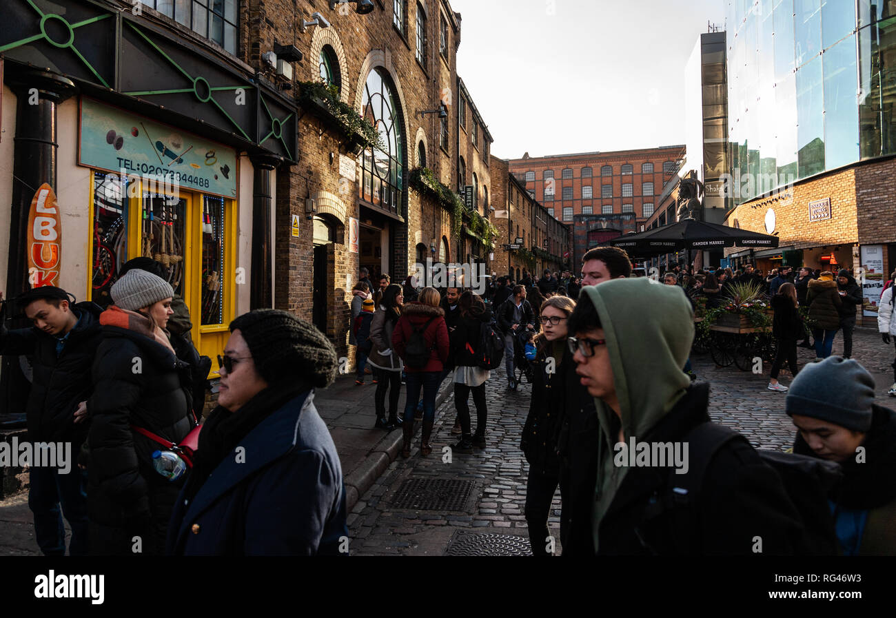 London, England - January 20, 2019. Camden town and its famed Camden ...