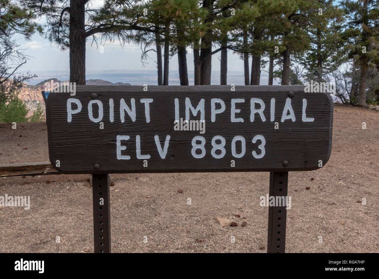 Point Imperial viewpoint sign indicating an elevation of 8,803ft (2 ...