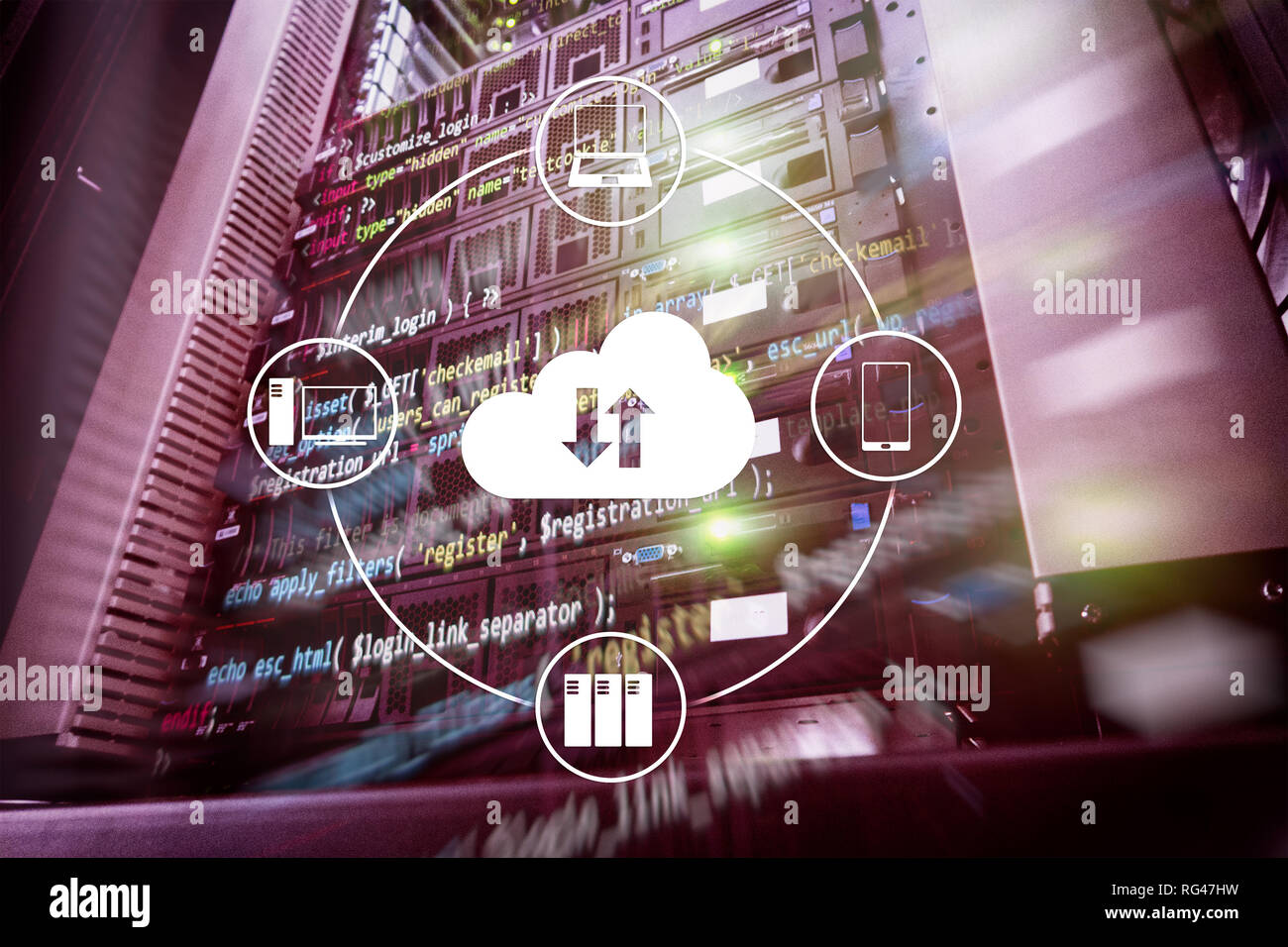 CLoud server and computing, data storage and processing. Internet and ...