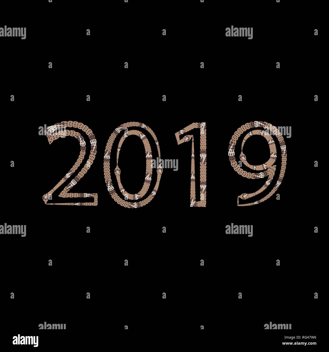 Number 2019 with snake style, welcoming the New Year eps10 Stock Vector ...