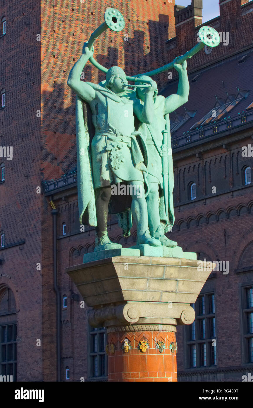 June 26, 2018- Copenhagen, Denmark: The green statues of the Lur ...