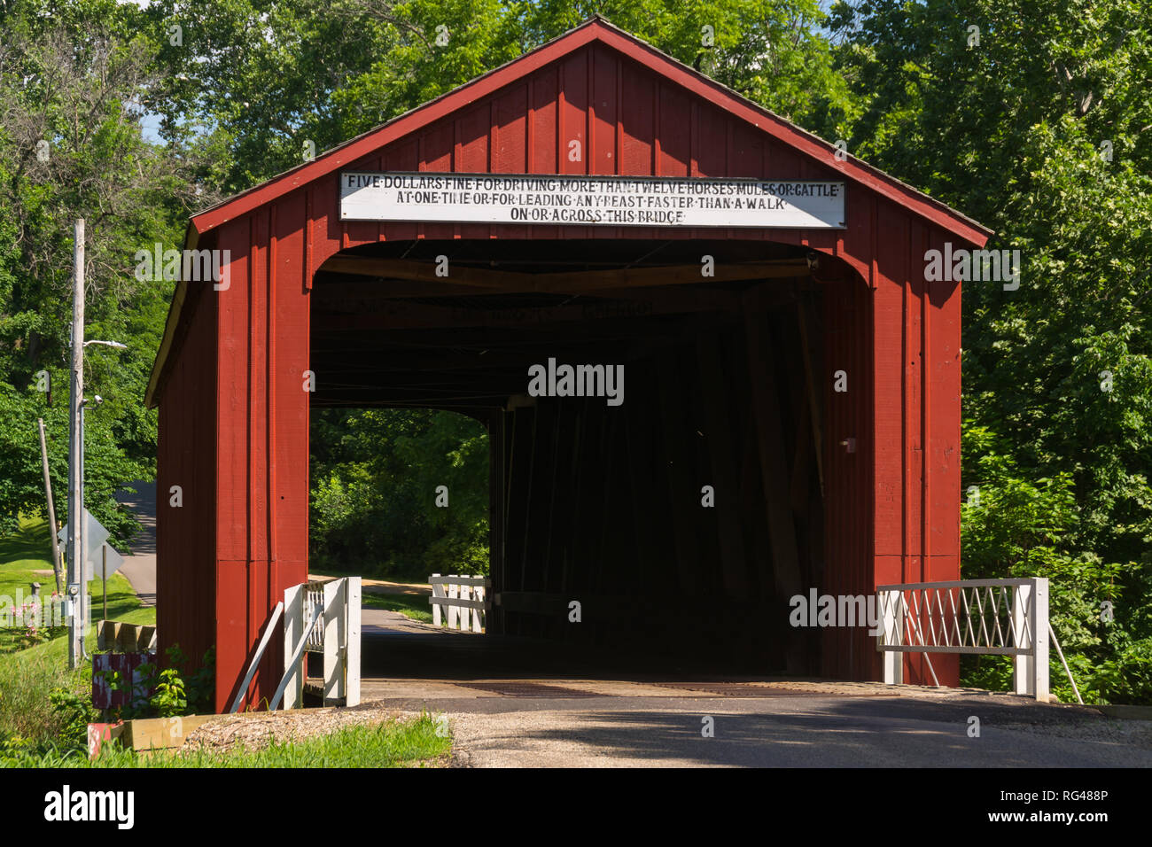 Red Covered Bridge. The oldest covered bridge in Illinois built in 1863 ...