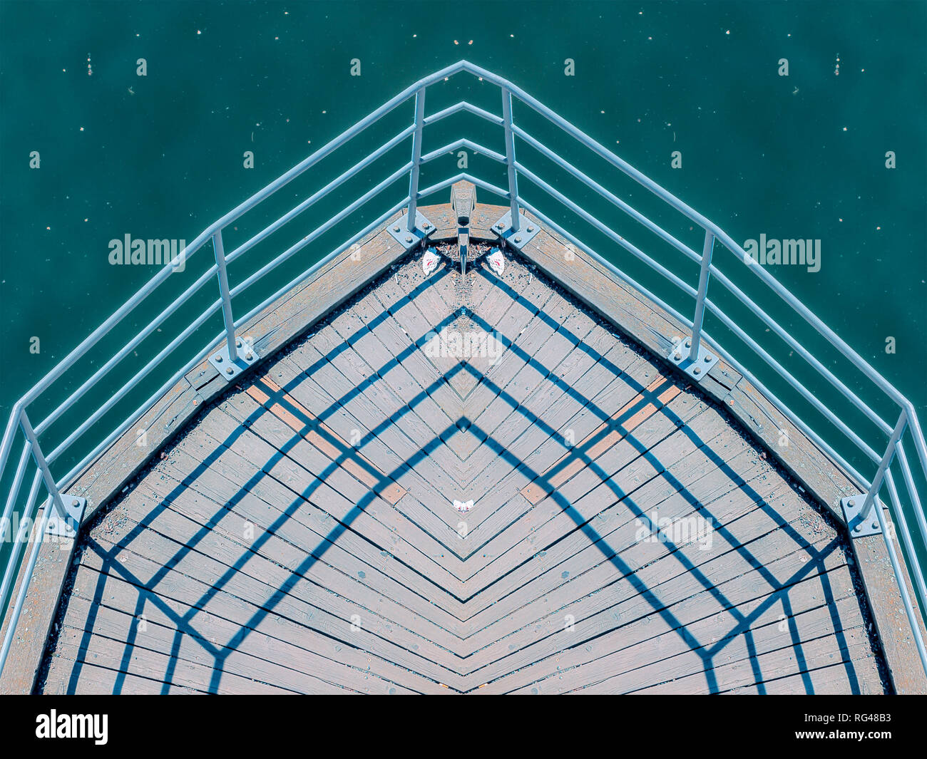 wooden dock with railing by the water in stockholm Stock Photo - Alamy