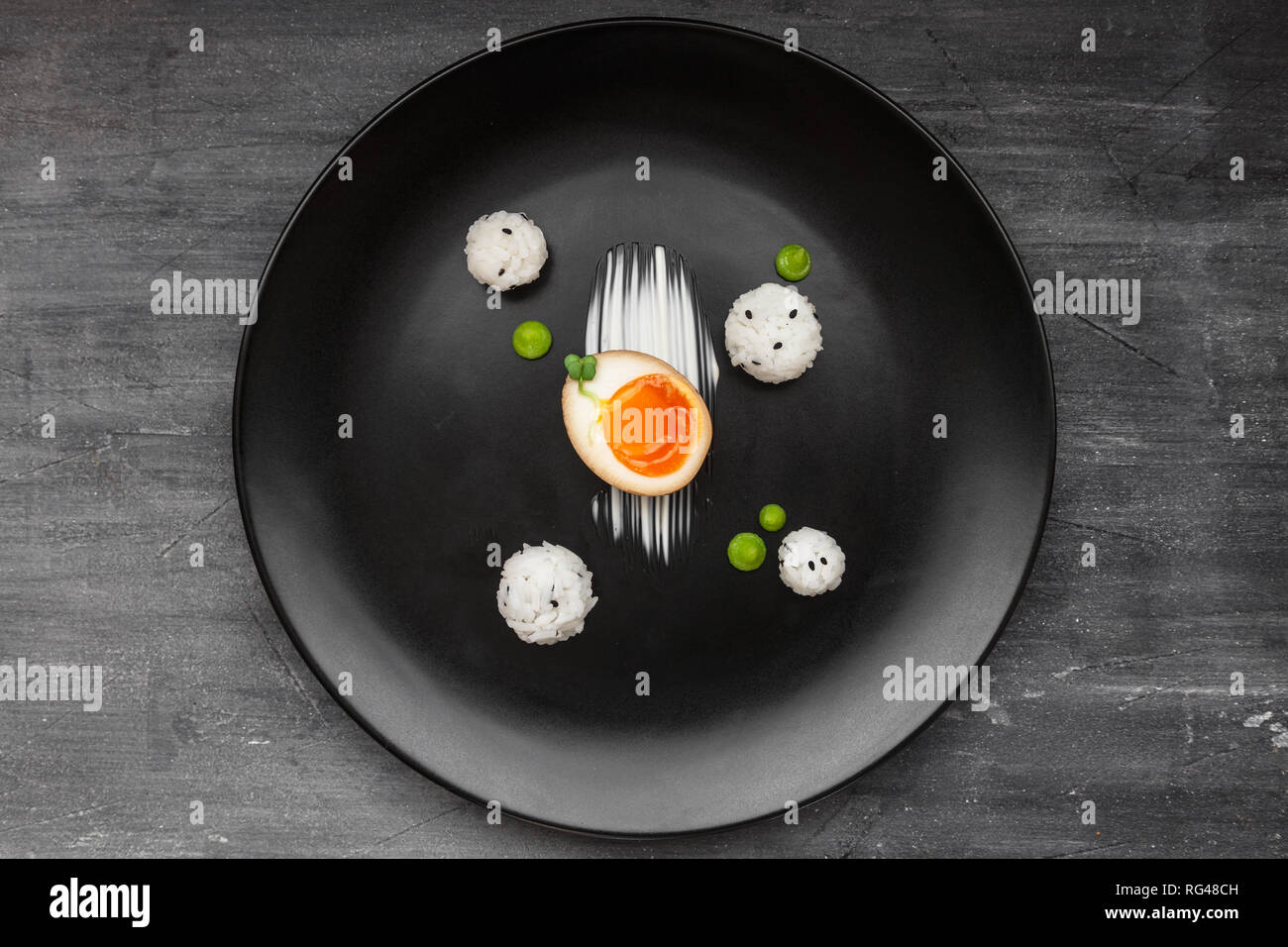 Marinated egg for ramen or nitamago, top view Stock Photo - Alamy