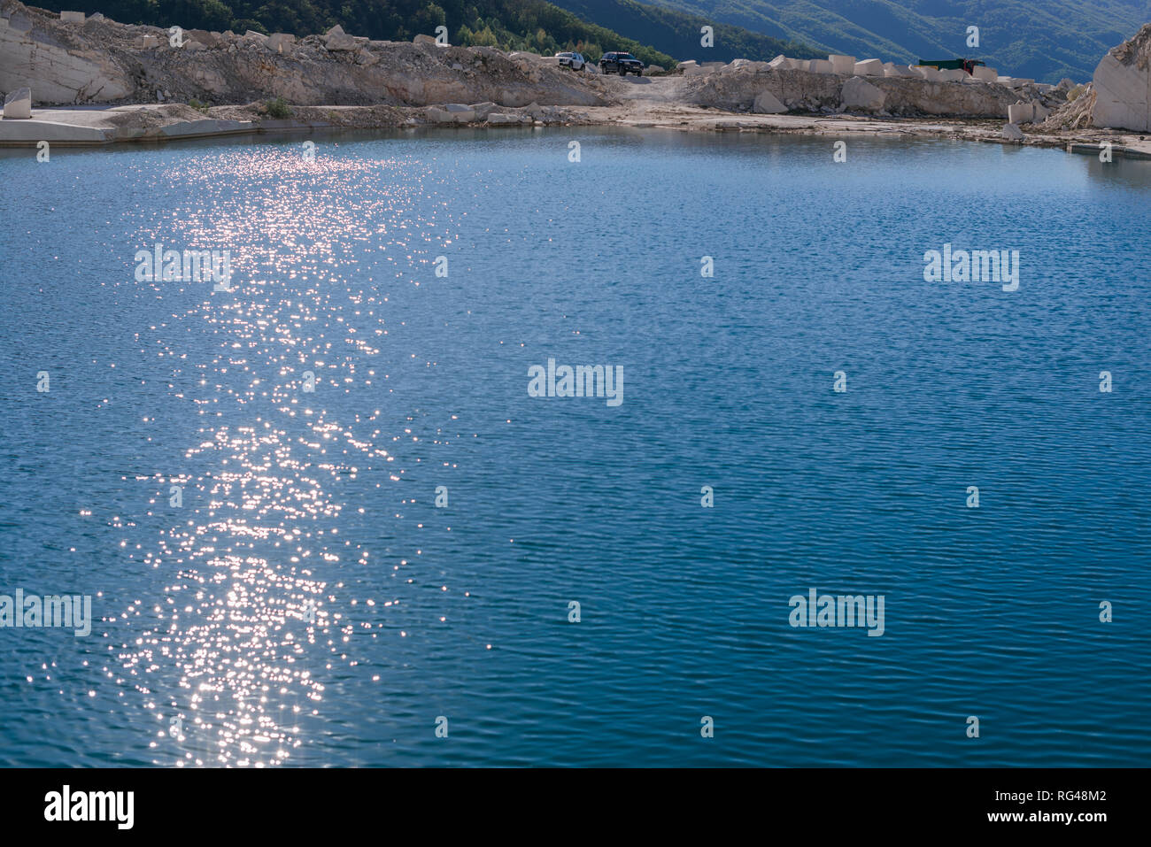 Landscape in the mountains of marble rocks from the quarry Stock Photo ...