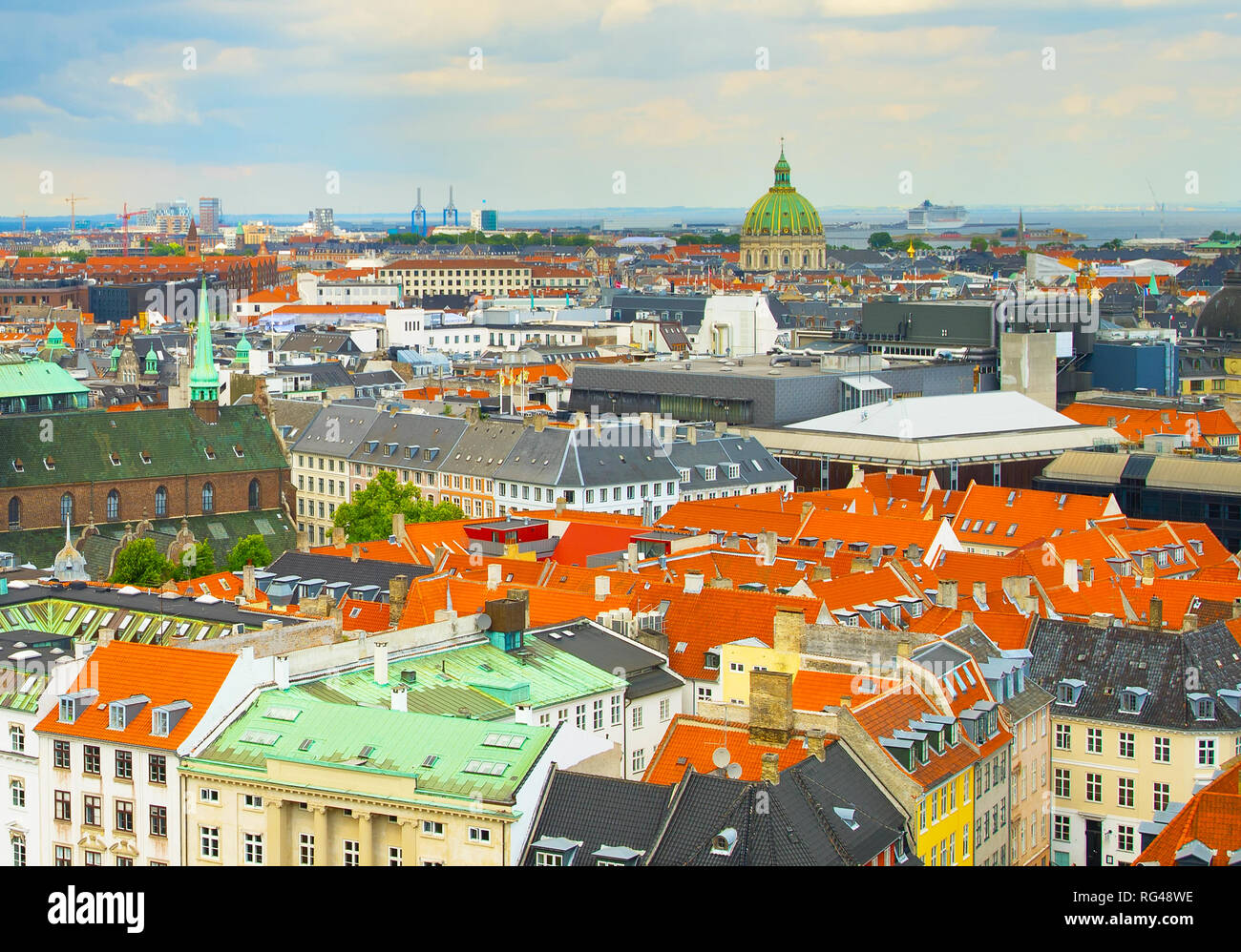 Cityscape of Copenhagen, Old Town, aerial view. Denmark Stock Photo - Alamy