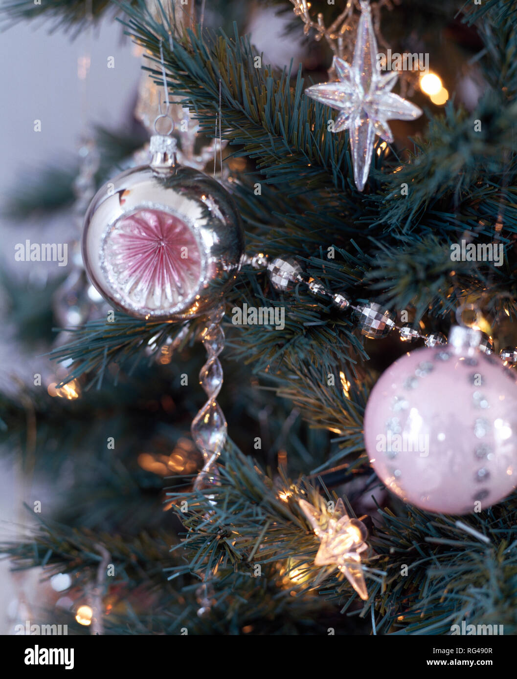 Close-up of glass Christmas tree baubles Stock Photo - Alamy