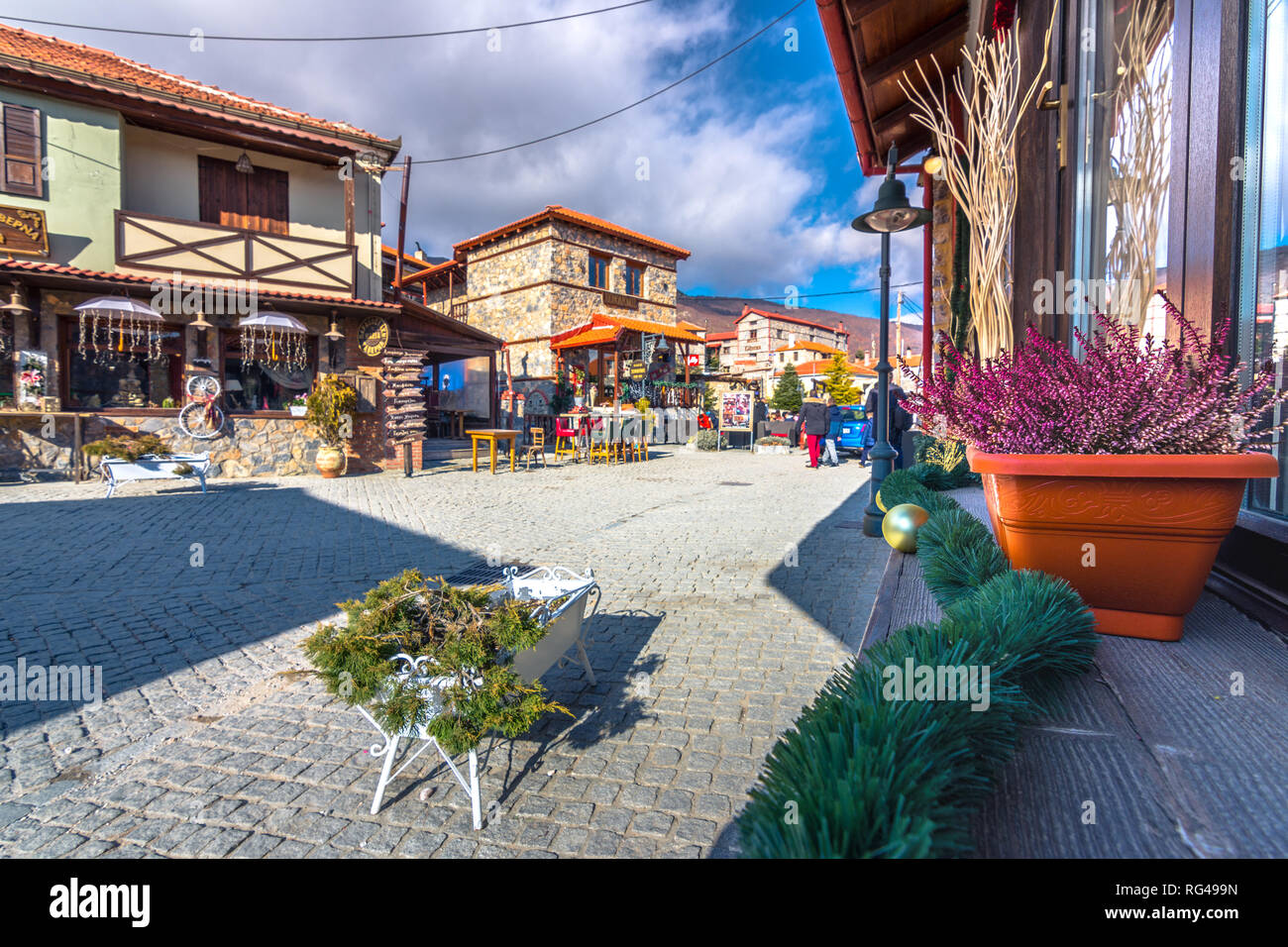 Winter resort of Palaios Agios Athanasios village, near Edessa, Greece Stock Photo - Alamy
