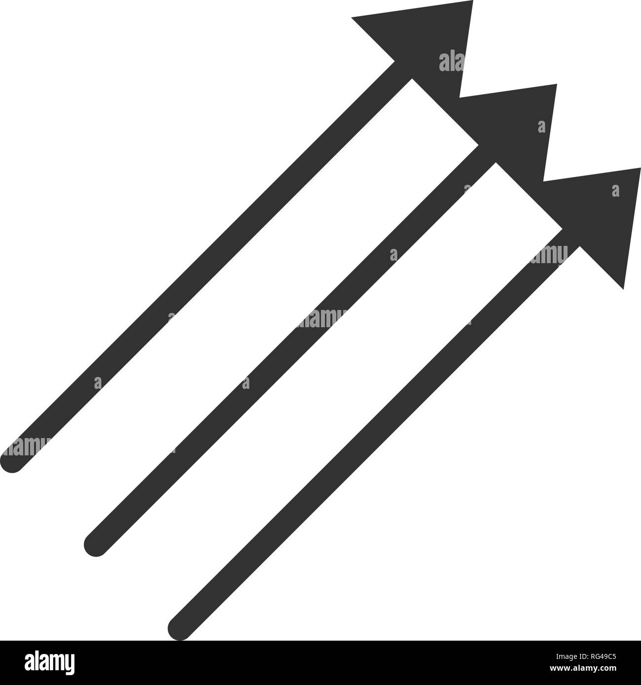 Three Parallel Vertical Arrows in black color Pointing up 45 degrees ...