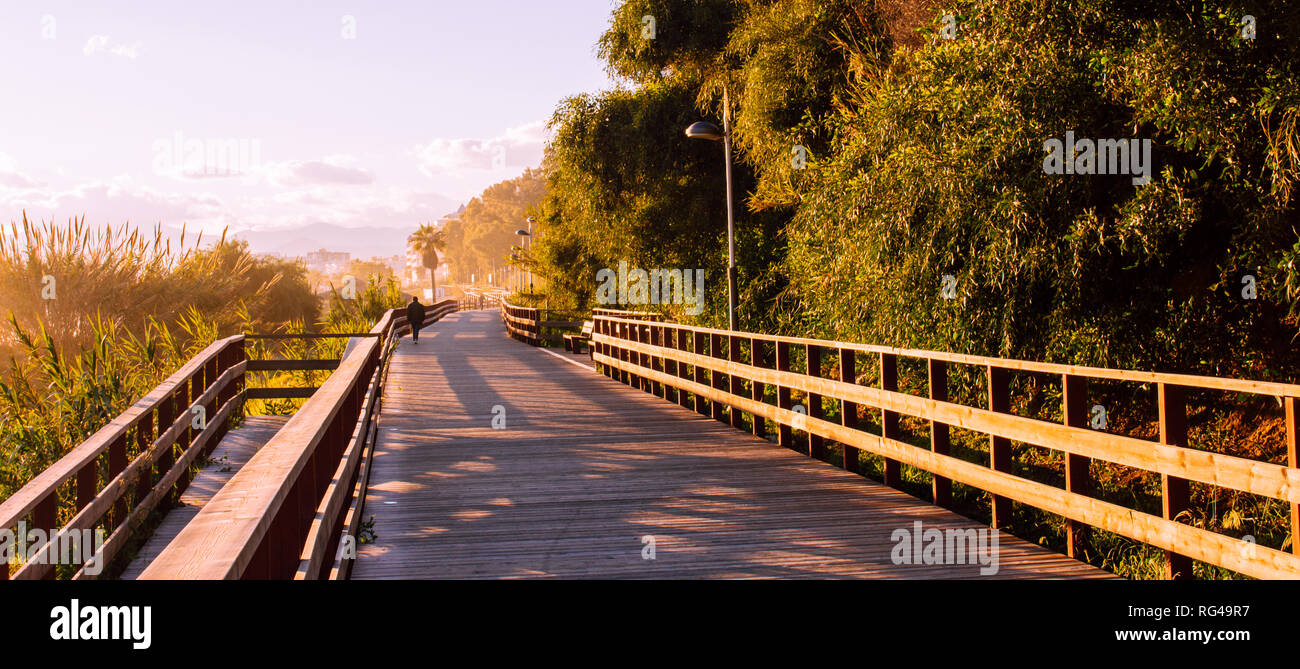 Promenade “Senda Litoral”. Beach and promenade of Marbella Stock Photo ...