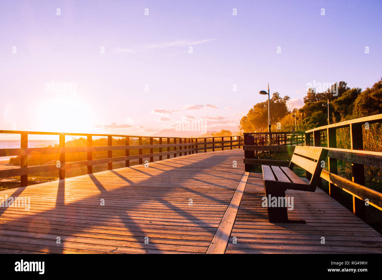 Promenade “Senda Litoral”. Beach and promenade of Marbella Stock Photo ...