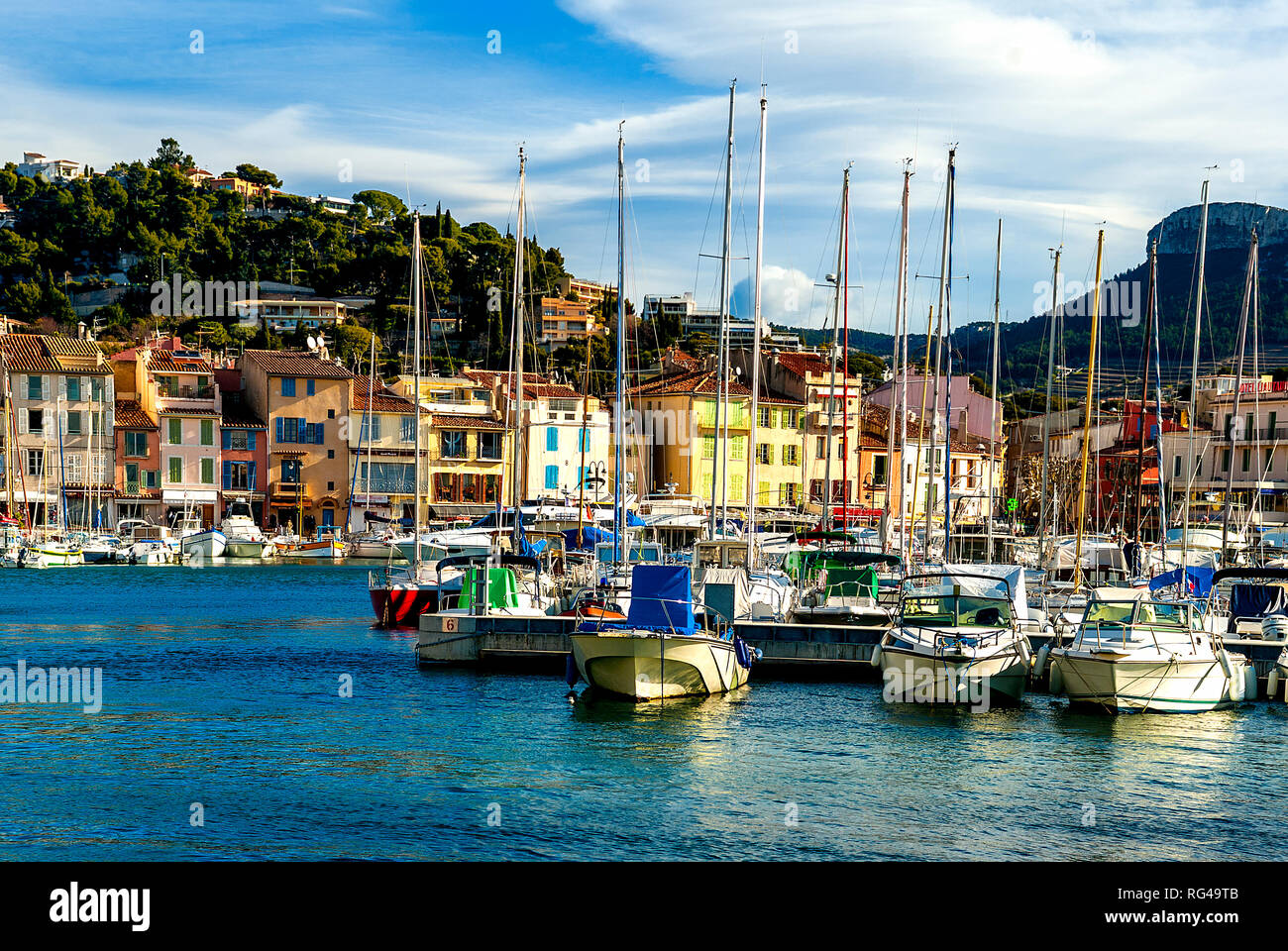 The beautiful town of Cassis in the French Riviera photographed during ...