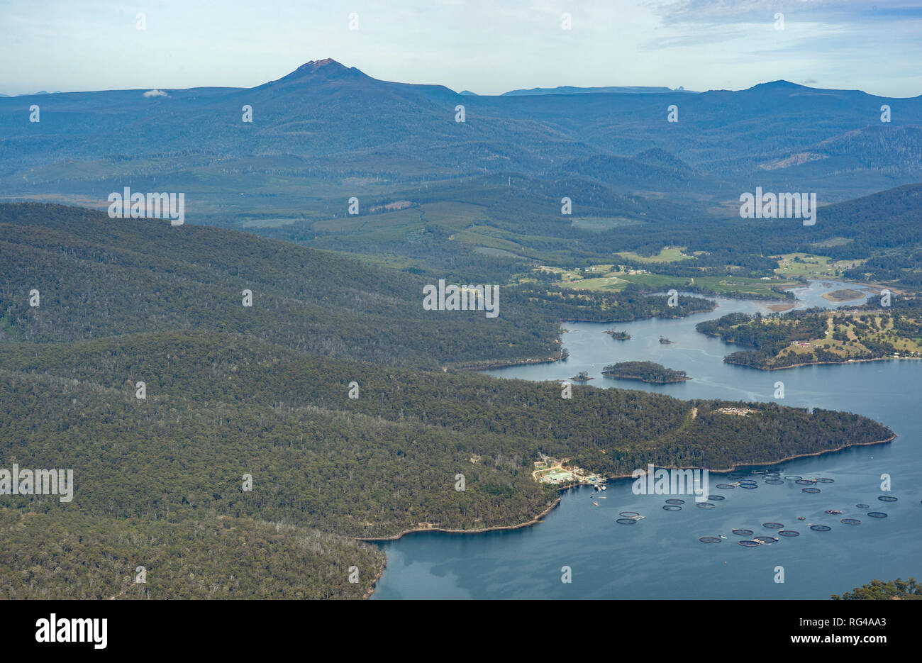 Salmon farming, Tasmania, Australia Stock Photo - Alamy