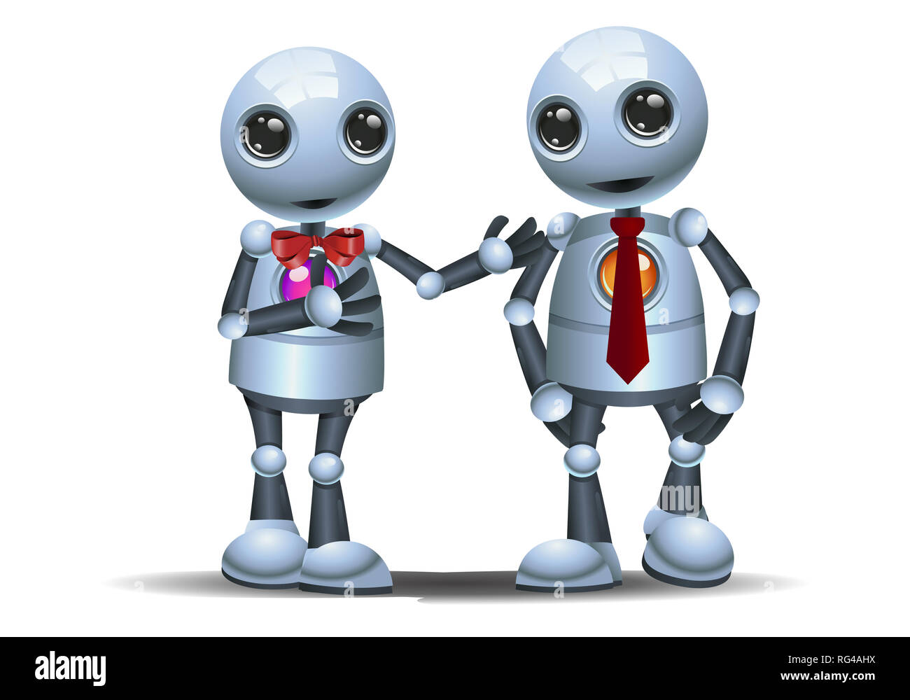 illustration of a happy two little robot walk as a business partner on ...