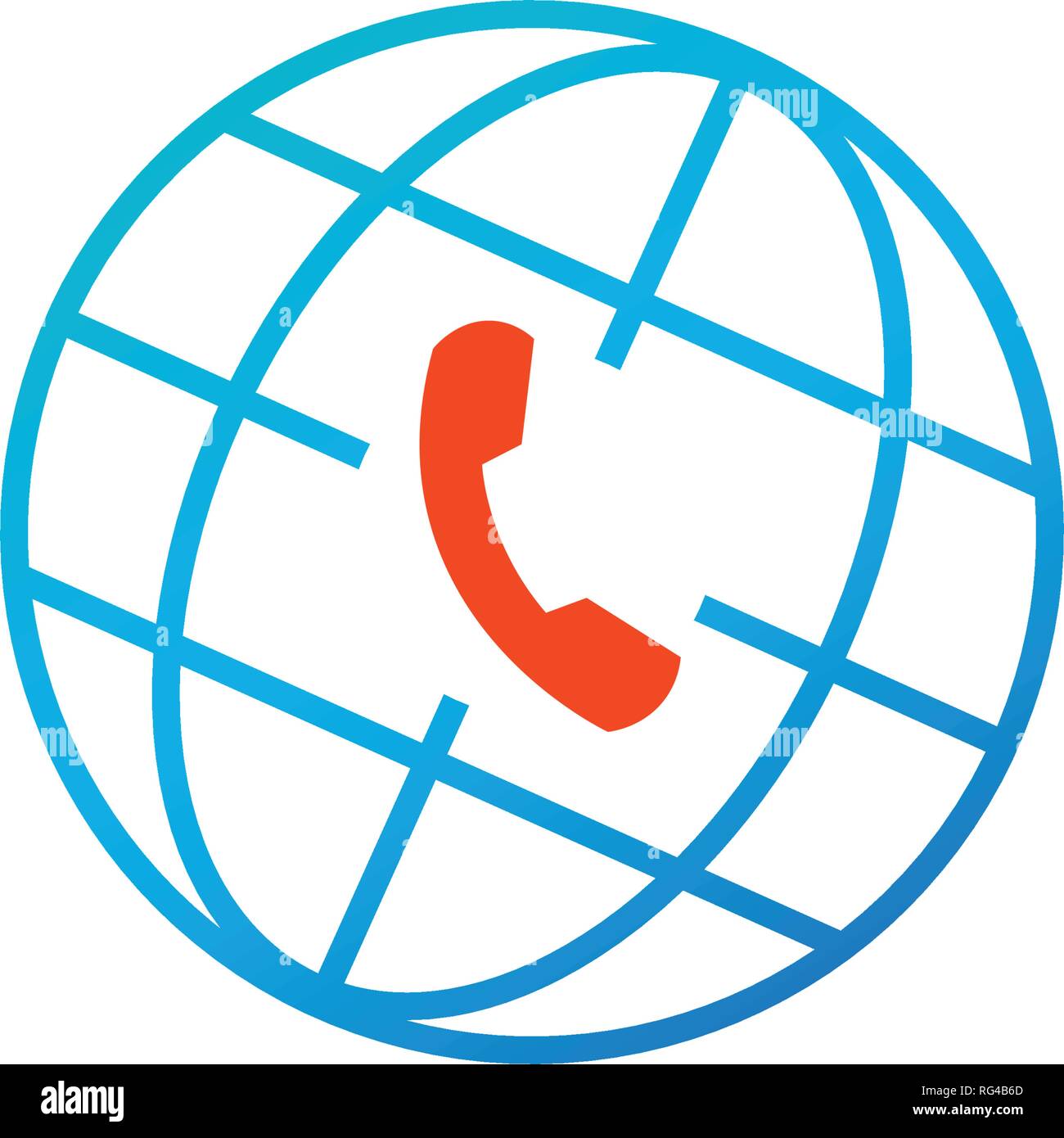 Globe and phone icon, global client support, call center. Vector ...