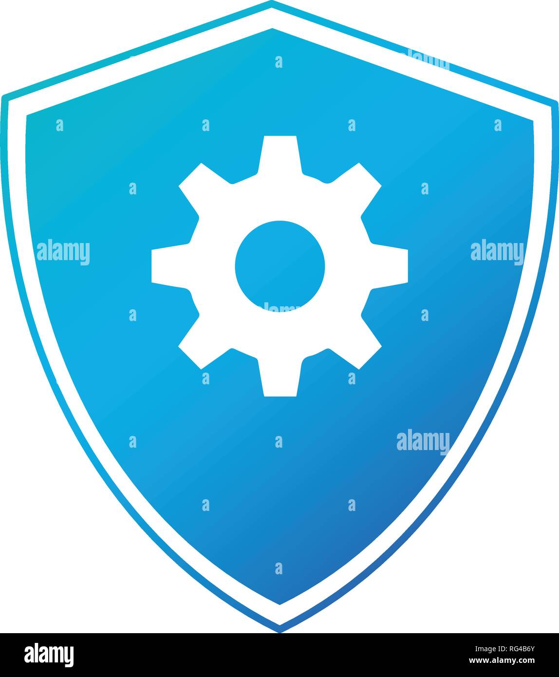 Shield with gear vector icon. filled flat sign for mobile concept and ...