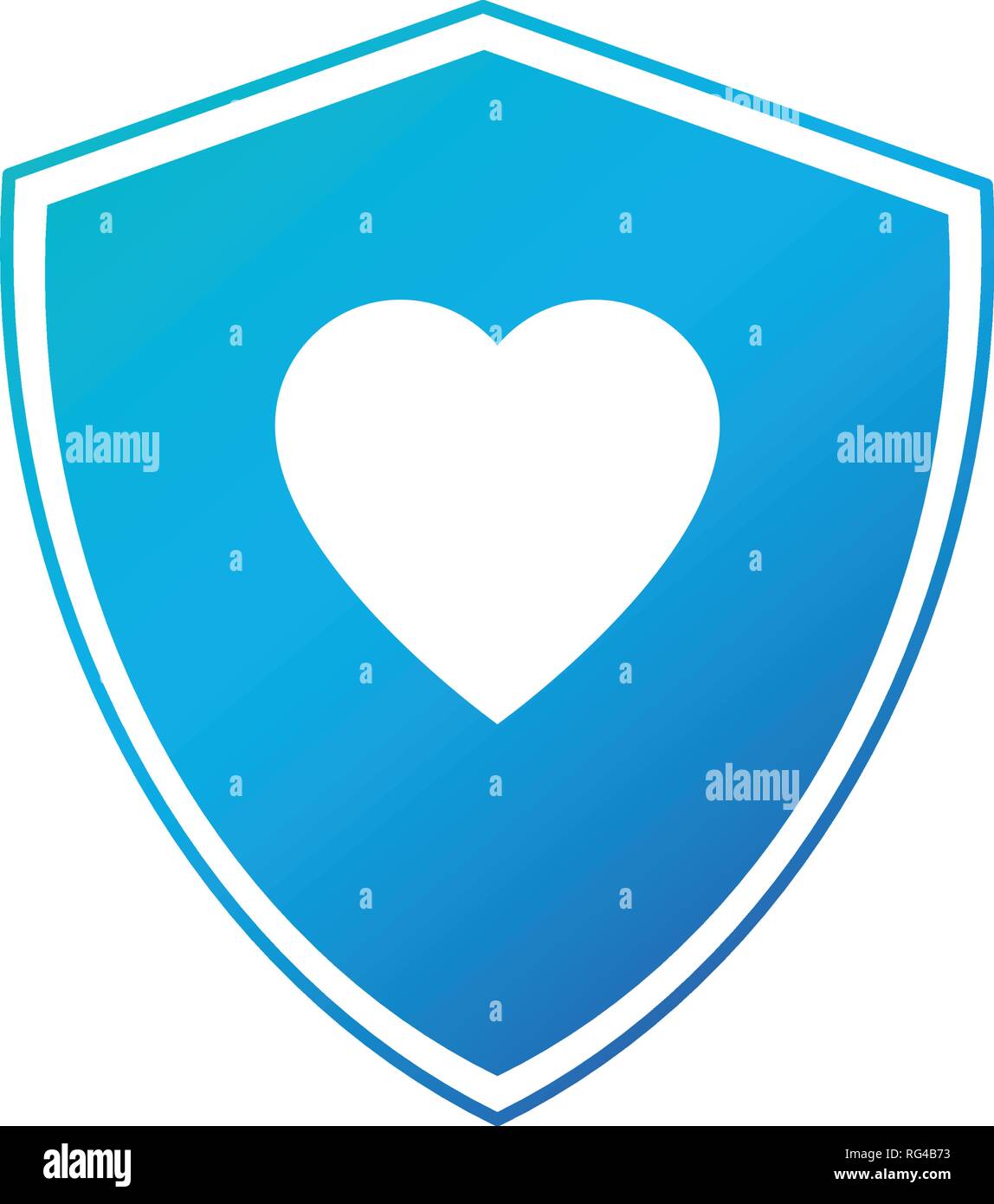 Shield in heart icon. Vector illustration isolated on white Stock ...