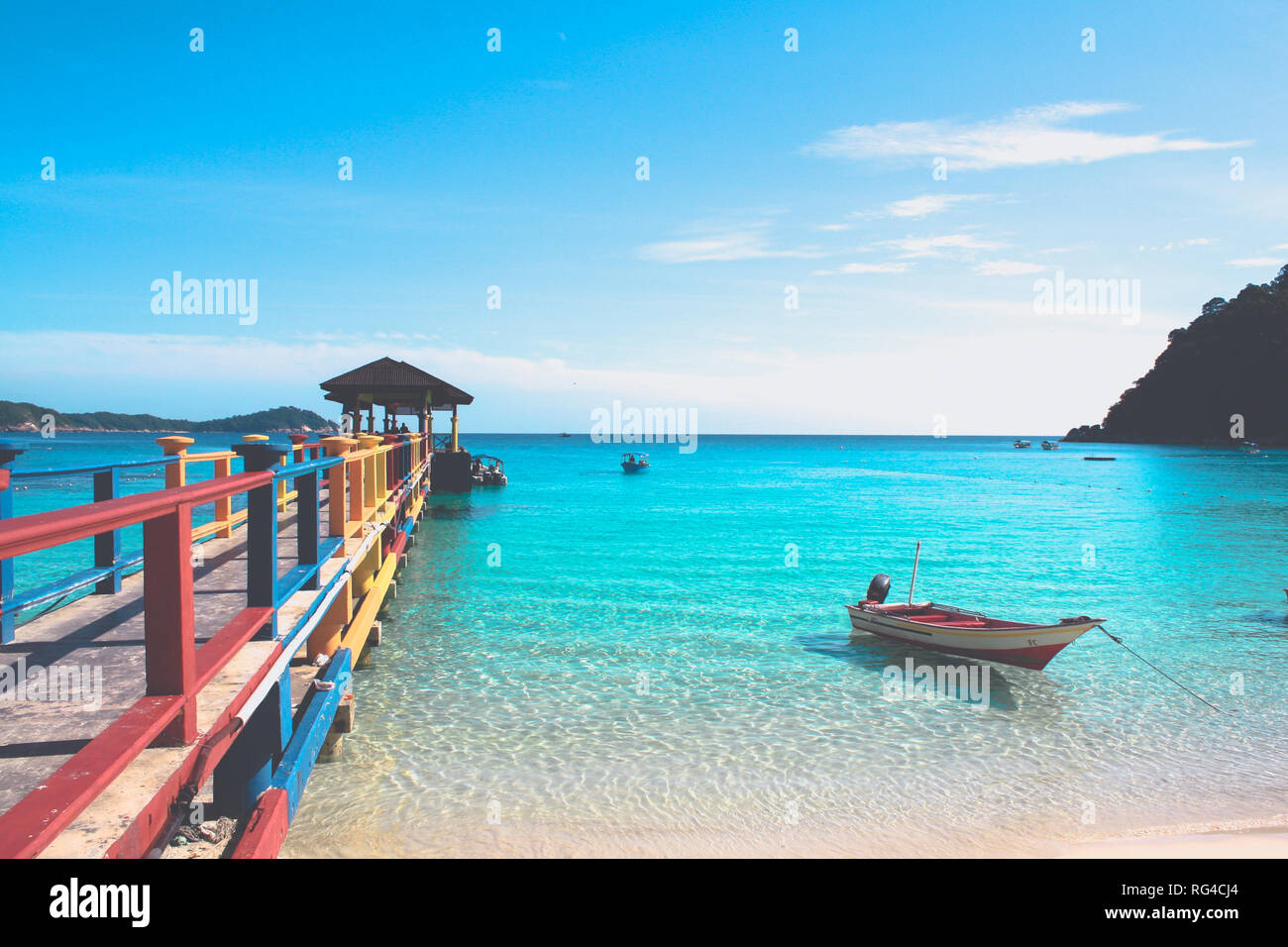 Jetty and Blue Water - Perhentian Islands, Malaysia Stock Photo - Alamy