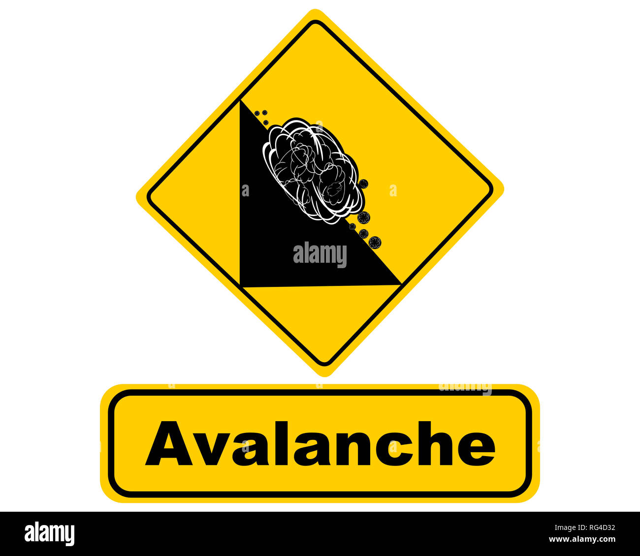 Attention sign with avalanche Stock Photo - Alamy