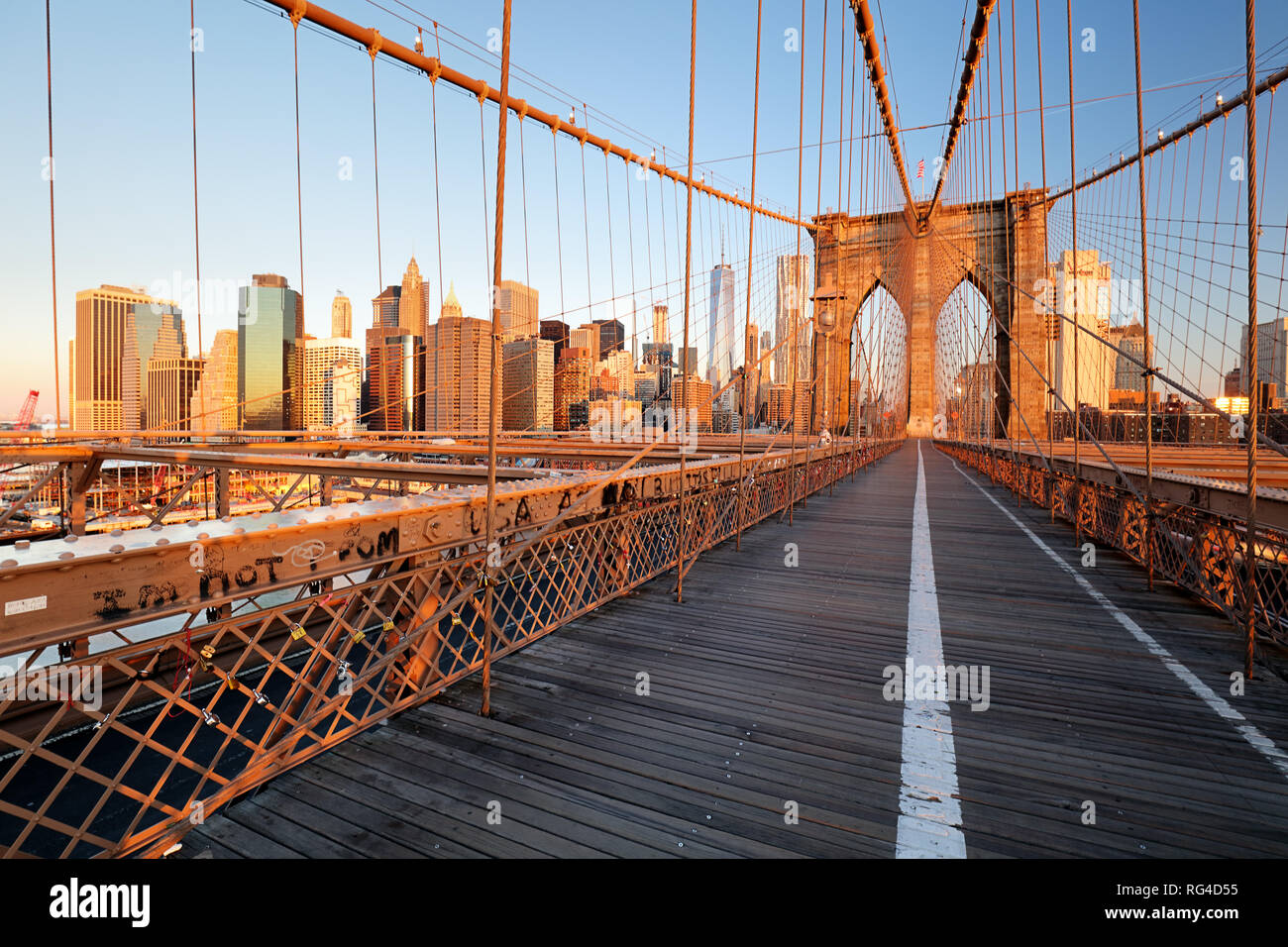 Brooklyn Bridge over East River viewed from New York City Lower ...