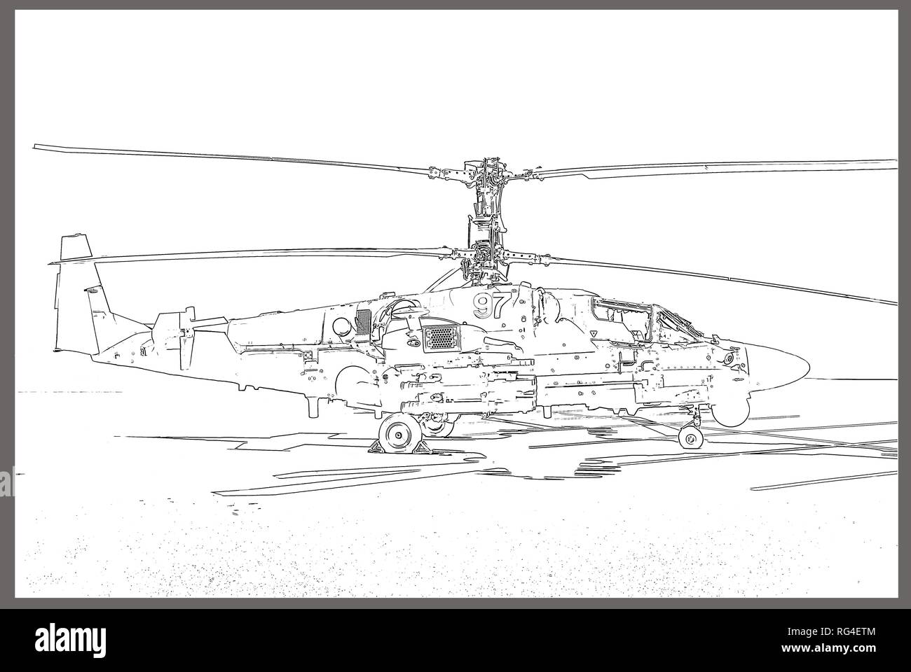 Russian attack helicopter Ka-52 Alligator drawing Stock Photo - Alamy