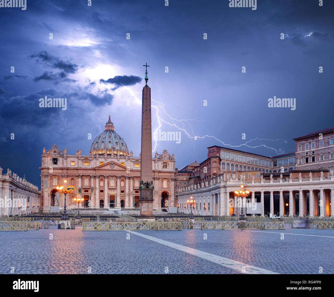 Vatican, Rome with lightning Stock Photo - Alamy