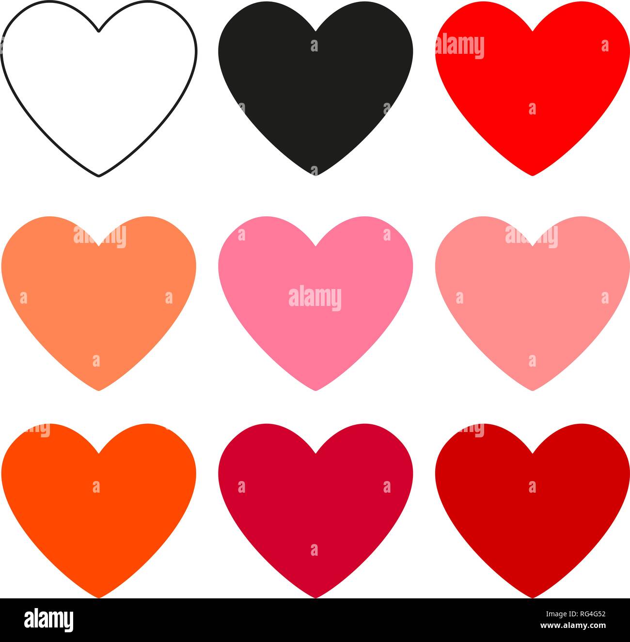 Multicolor flat heart symbol set Stock Vector Image & Art - Alamy