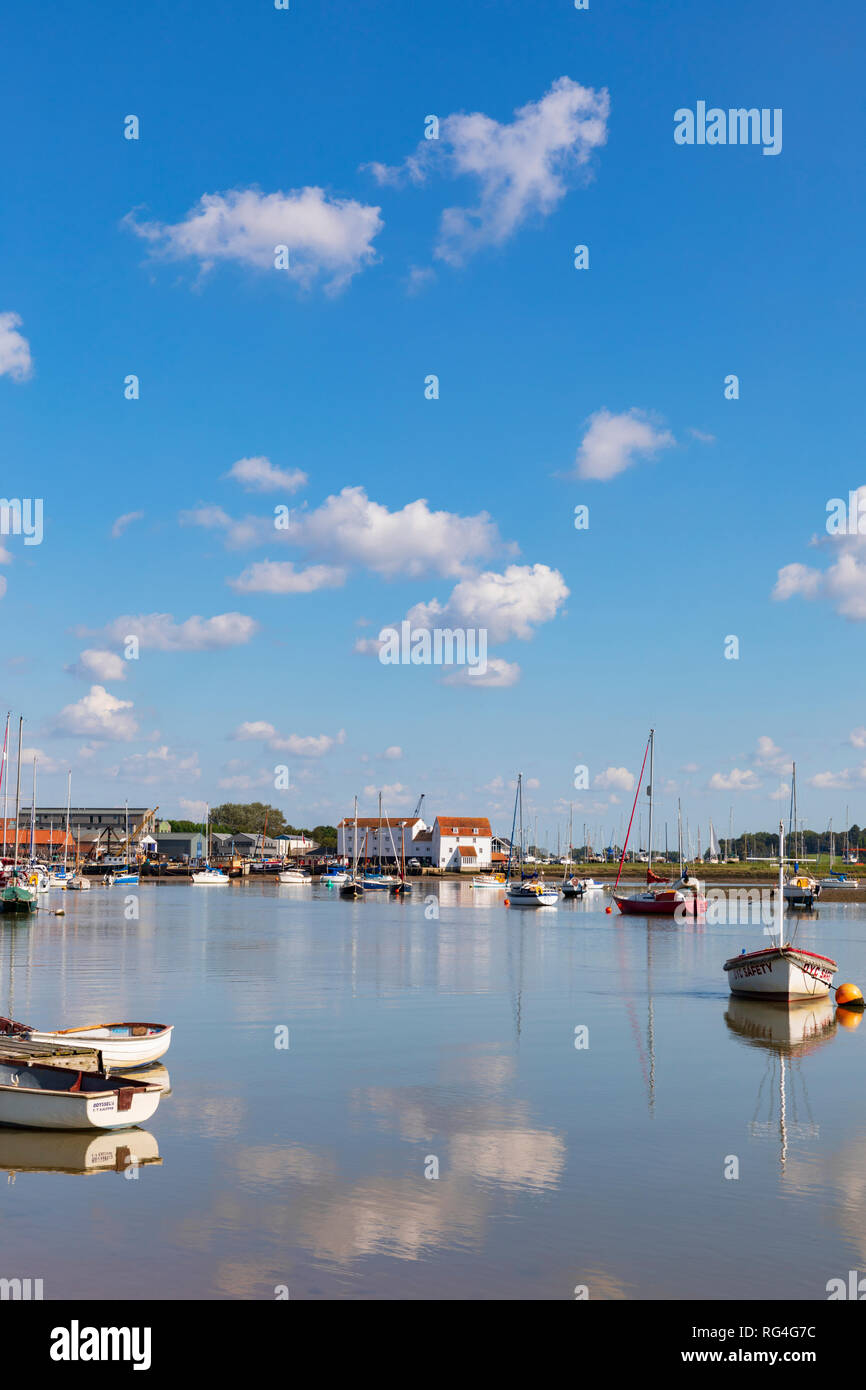 A serene and tranquil coastal scene at Woodbridge harbour in Suffolk ...