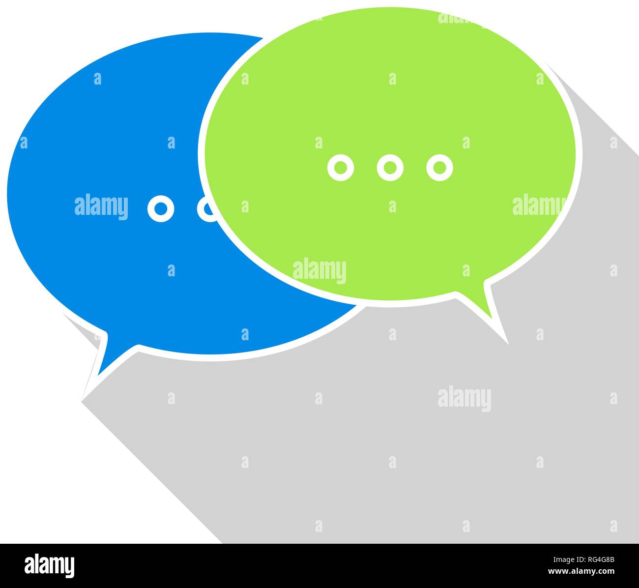 Chat icon with long shadow, flat design. Chat speech balloons or ...