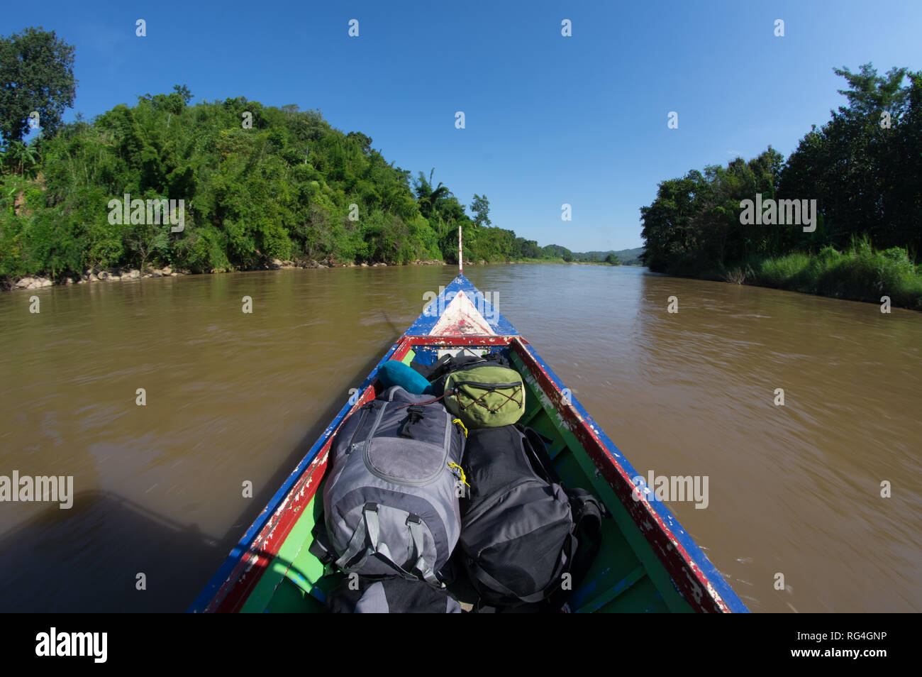 Boat tour on Kok river in northern Thailand, Chiang Rai Stock Photo - Alamy