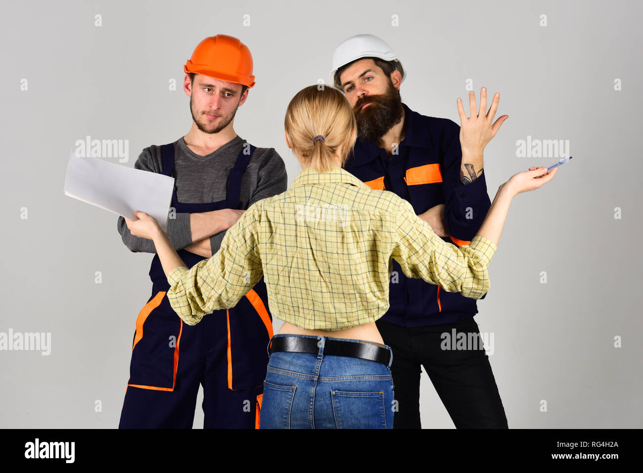 Built with excellence. Group of constructing engineers and architects ...
