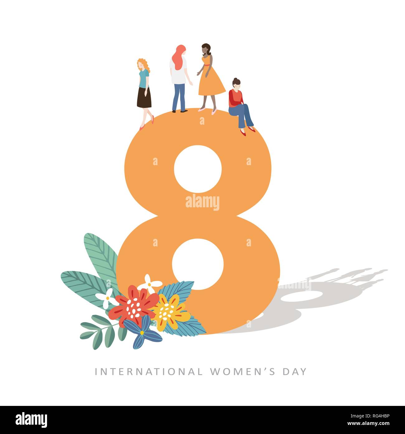 8th March, International Women s Day greeting card template, invitation ...