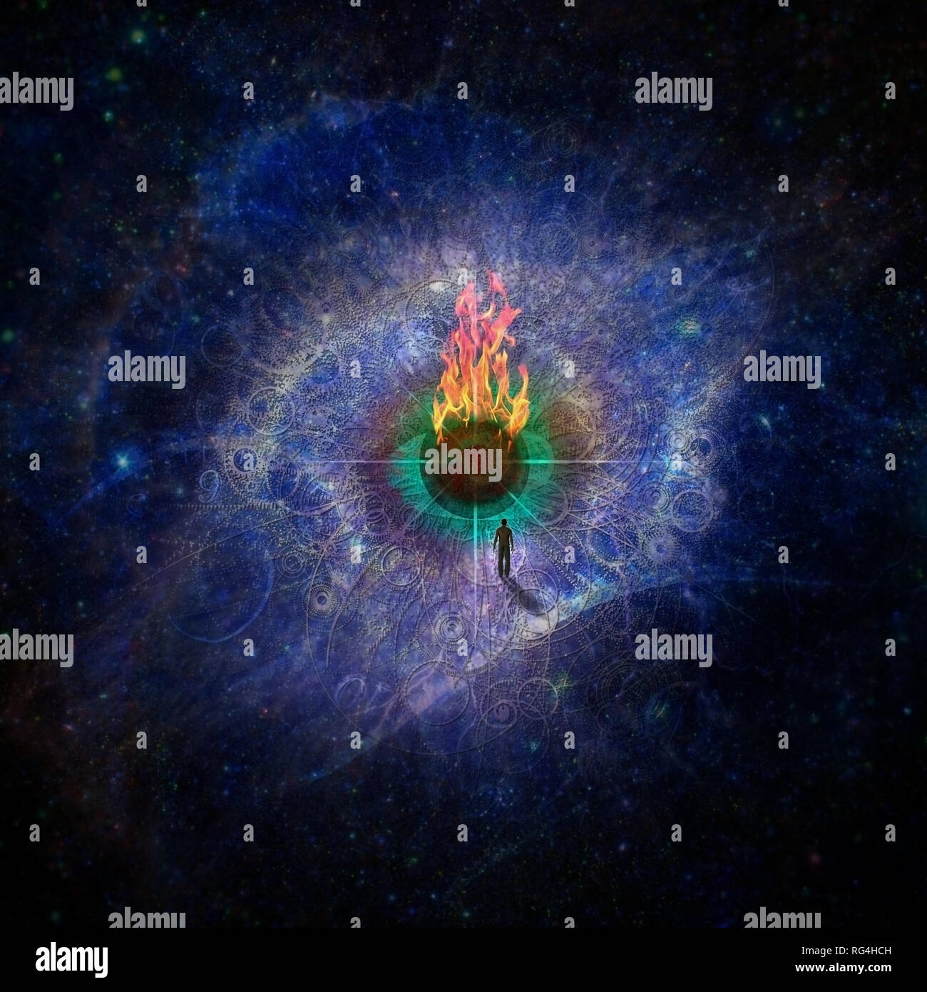 Figure of man goes to God's eye Stock Photo - Alamy