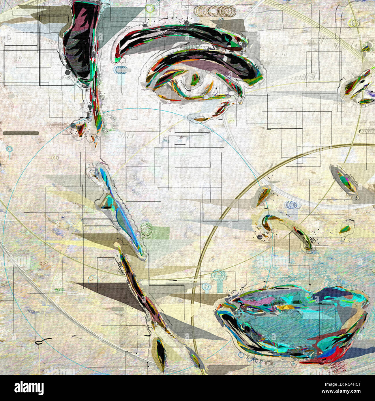 Abstract Sketch of Woman's face Stock Photo - Alamy