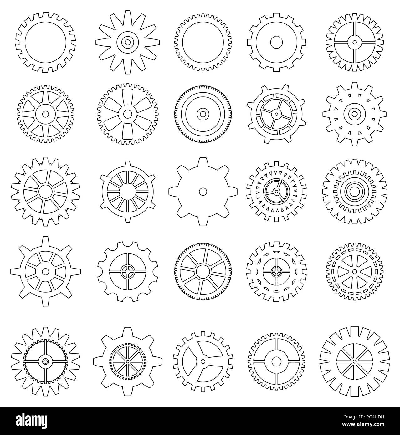 Collection of retro gear icon. Vector vintage transmission cogwheels ...