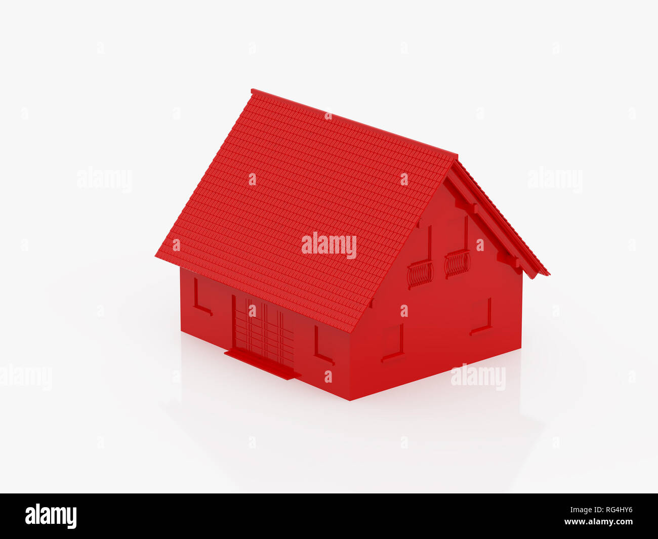 High resolution image red house. 3d illustration over white backgrounds ...