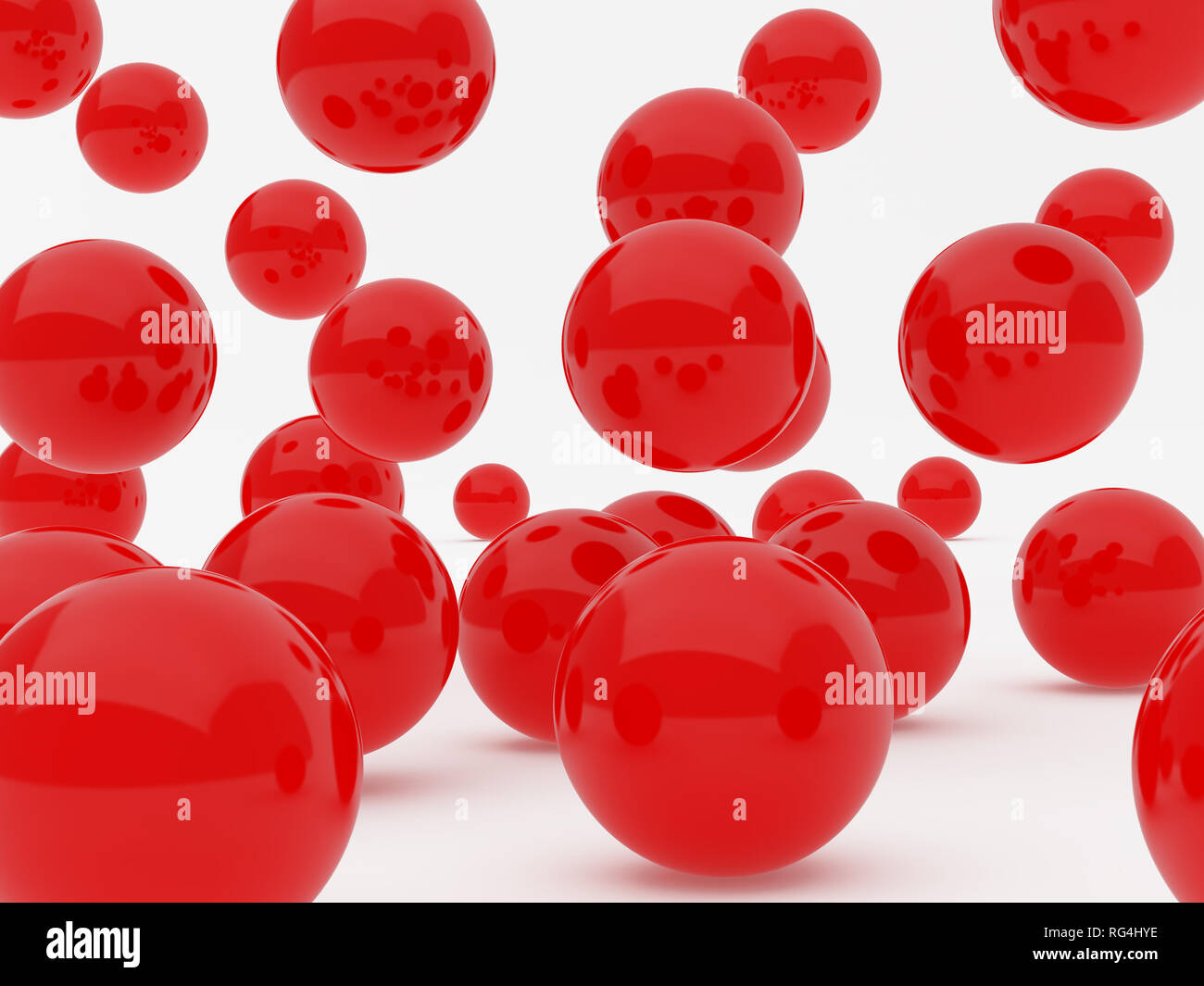 High resolution image red spheres. 3d illustration over white ...