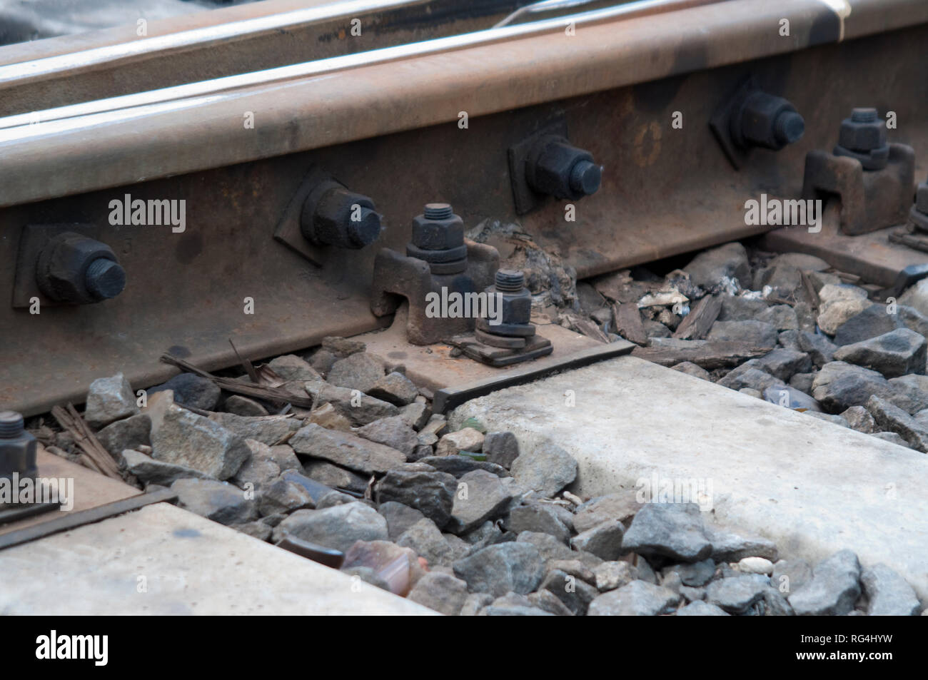High resolution image cross ties. Fastening of a railway way Stock ...