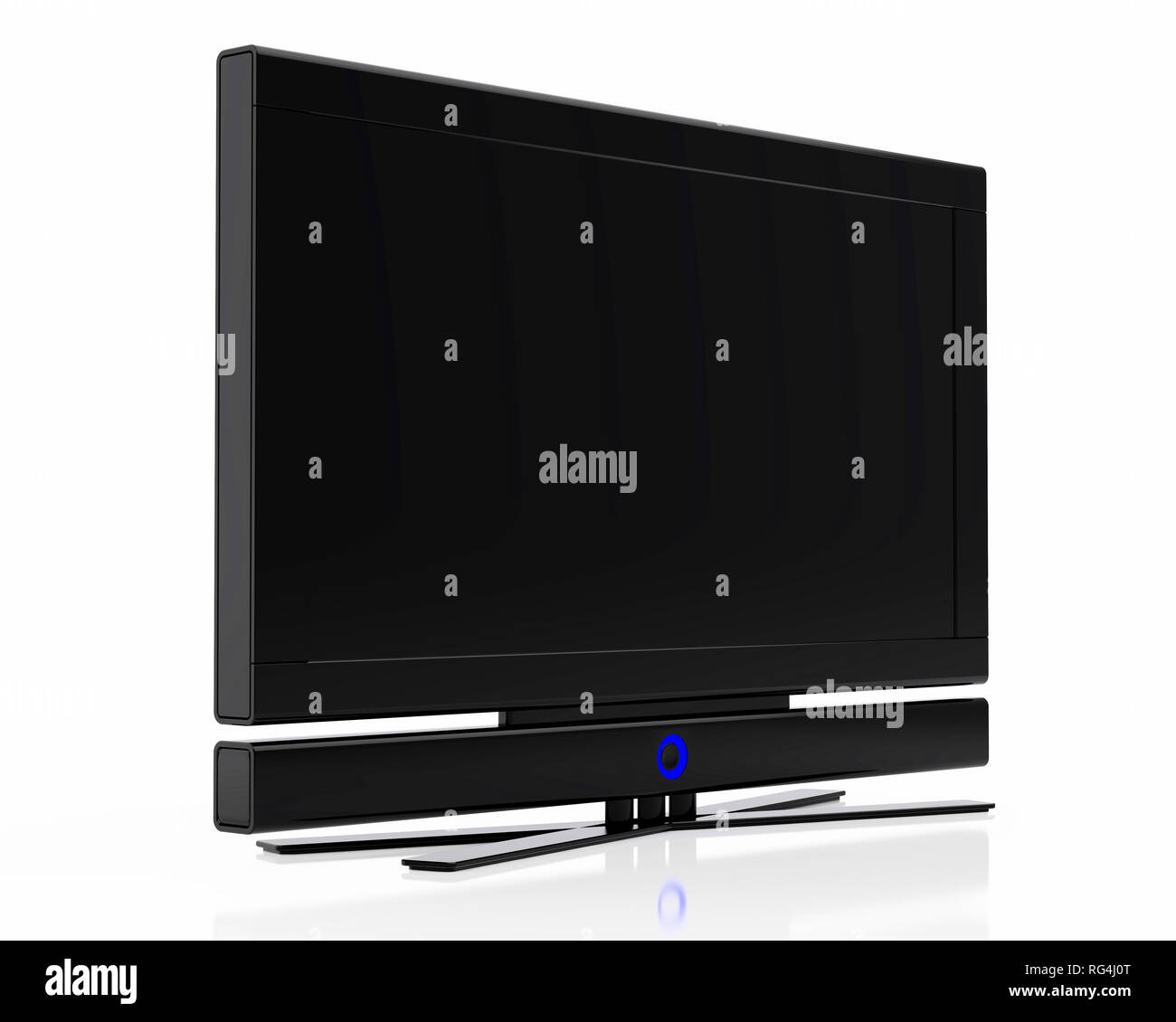 High resolution image black plasma TV. 3d illustration over white ...