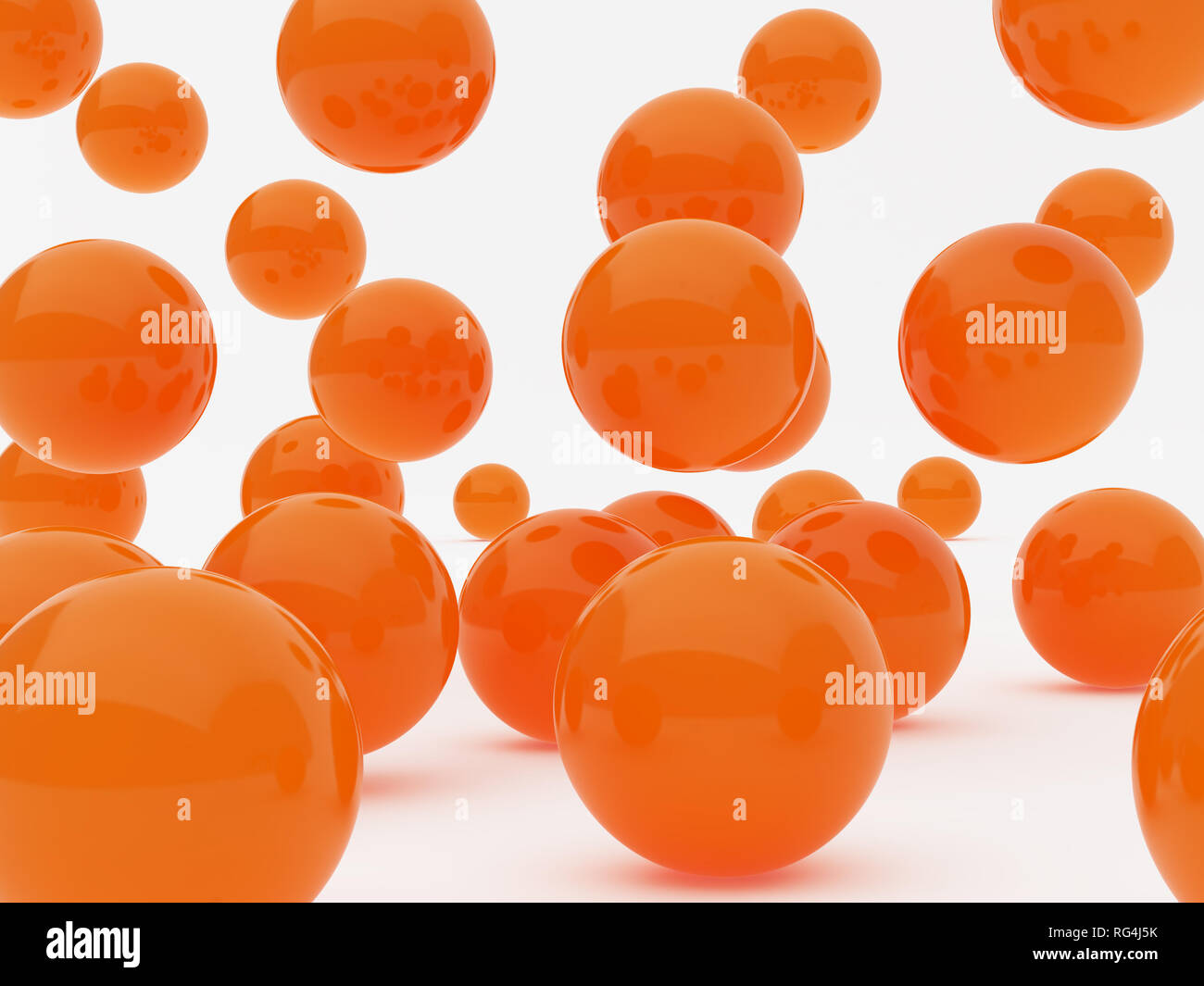 High resolution image orange spheres. 3d illustration over white ...