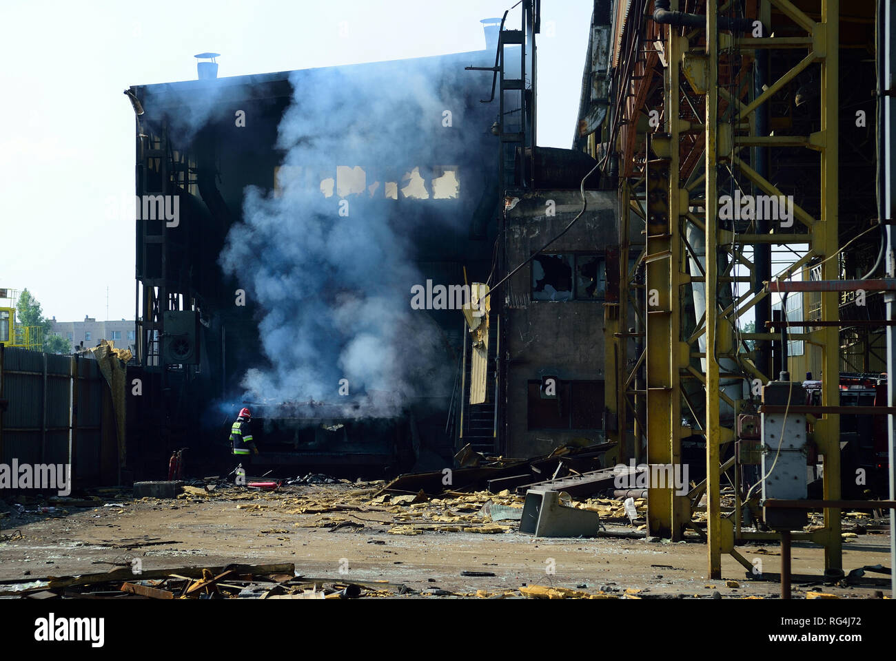 fire, hall, industrial, fire, smoke, danger, action, danger,Climate ...