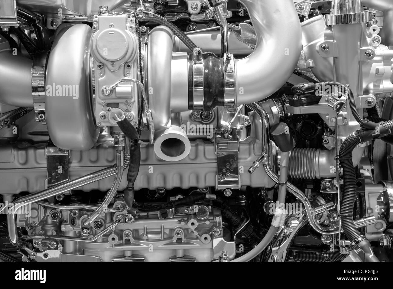 Close up of the mechanics of a large diesel engine Stock Photo - Alamy