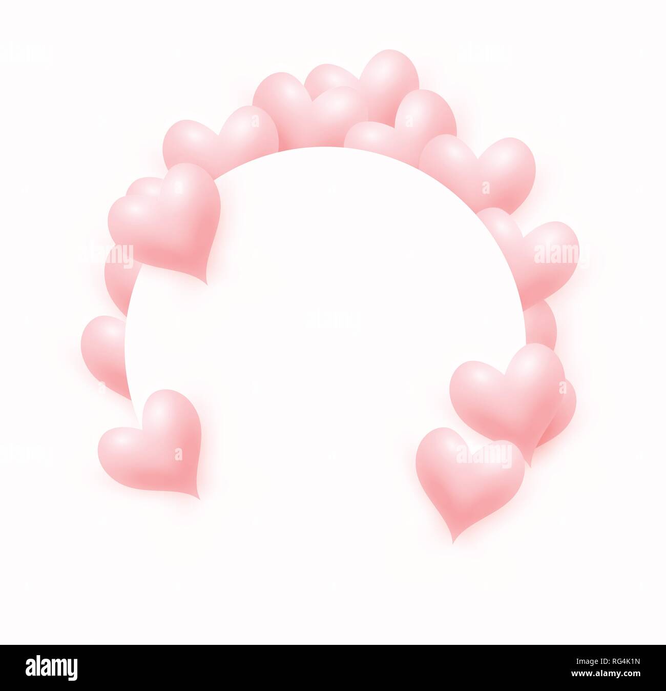 Valentine's Day love hearts circle frame design. Vector illustration ...