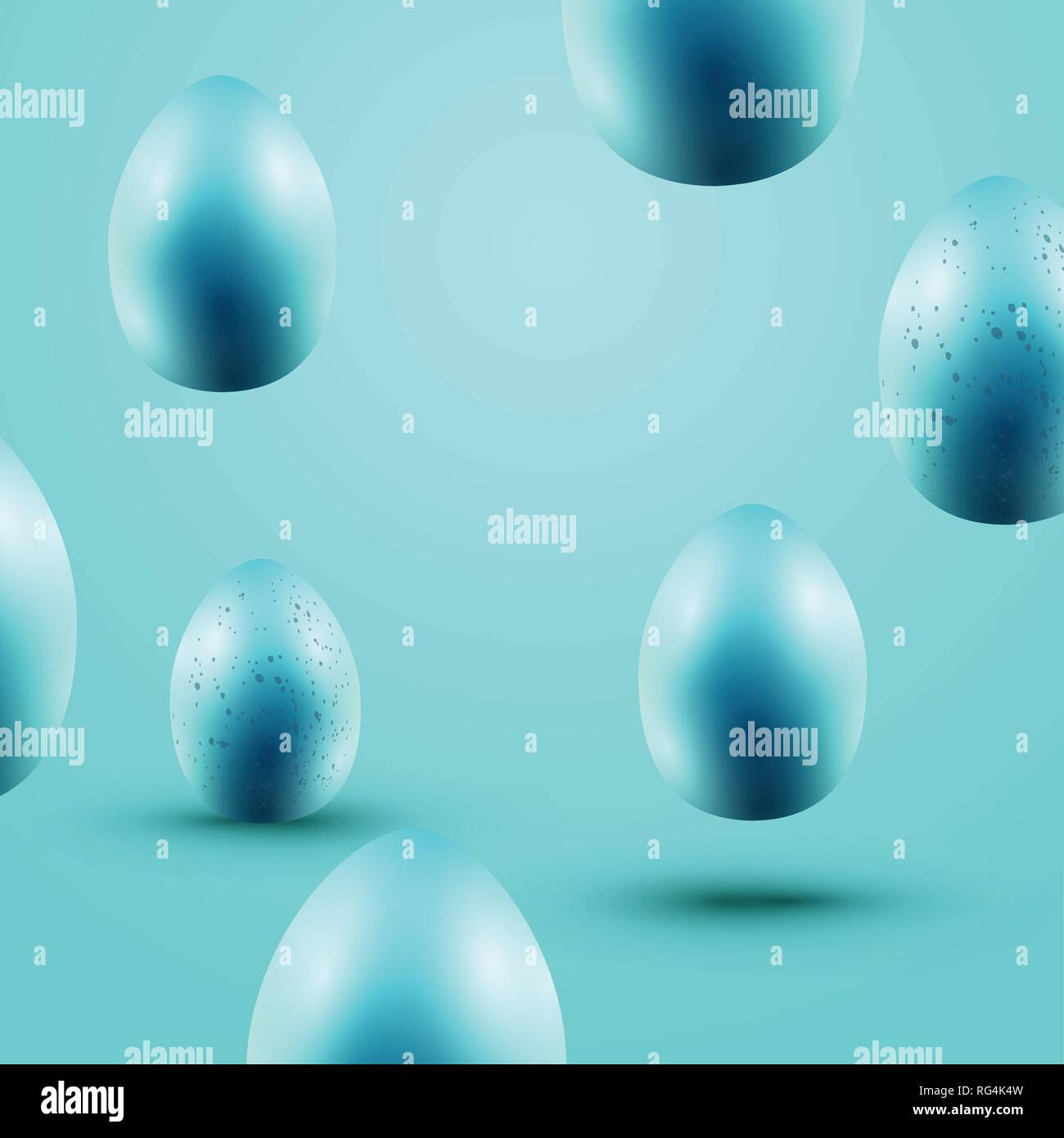 Blue floating abstract easter egg background composition design. Vector ...