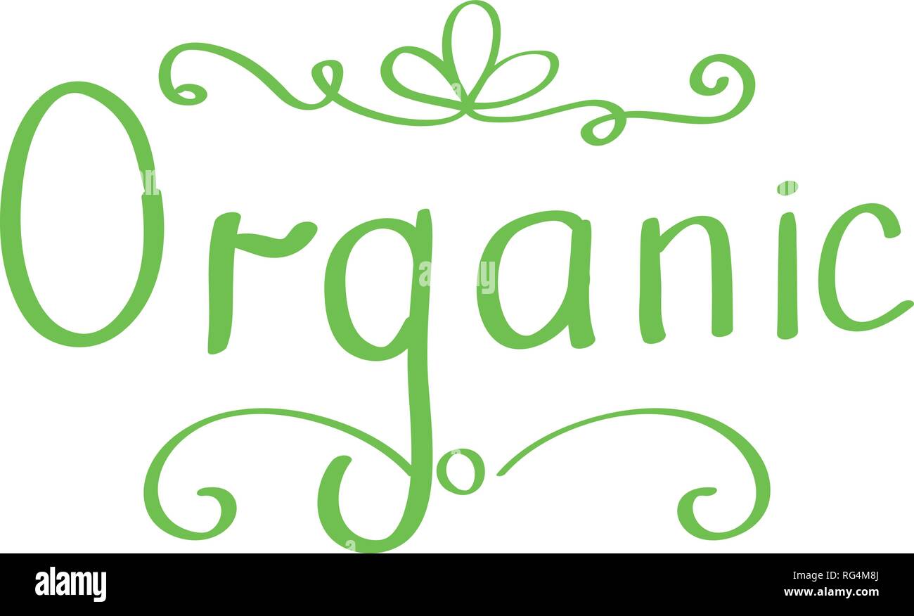 Vector hand drawn sign.Calligraphy Organic. Organic logo. Vector ...